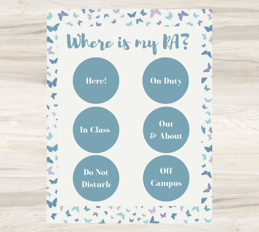 RA Door Sign Editable Butterfly Resident Advisor Sign Made to Order ...