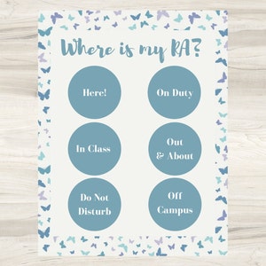 RA Door Sign Editable Butterfly Resident Advisor Sign Made to Order ...