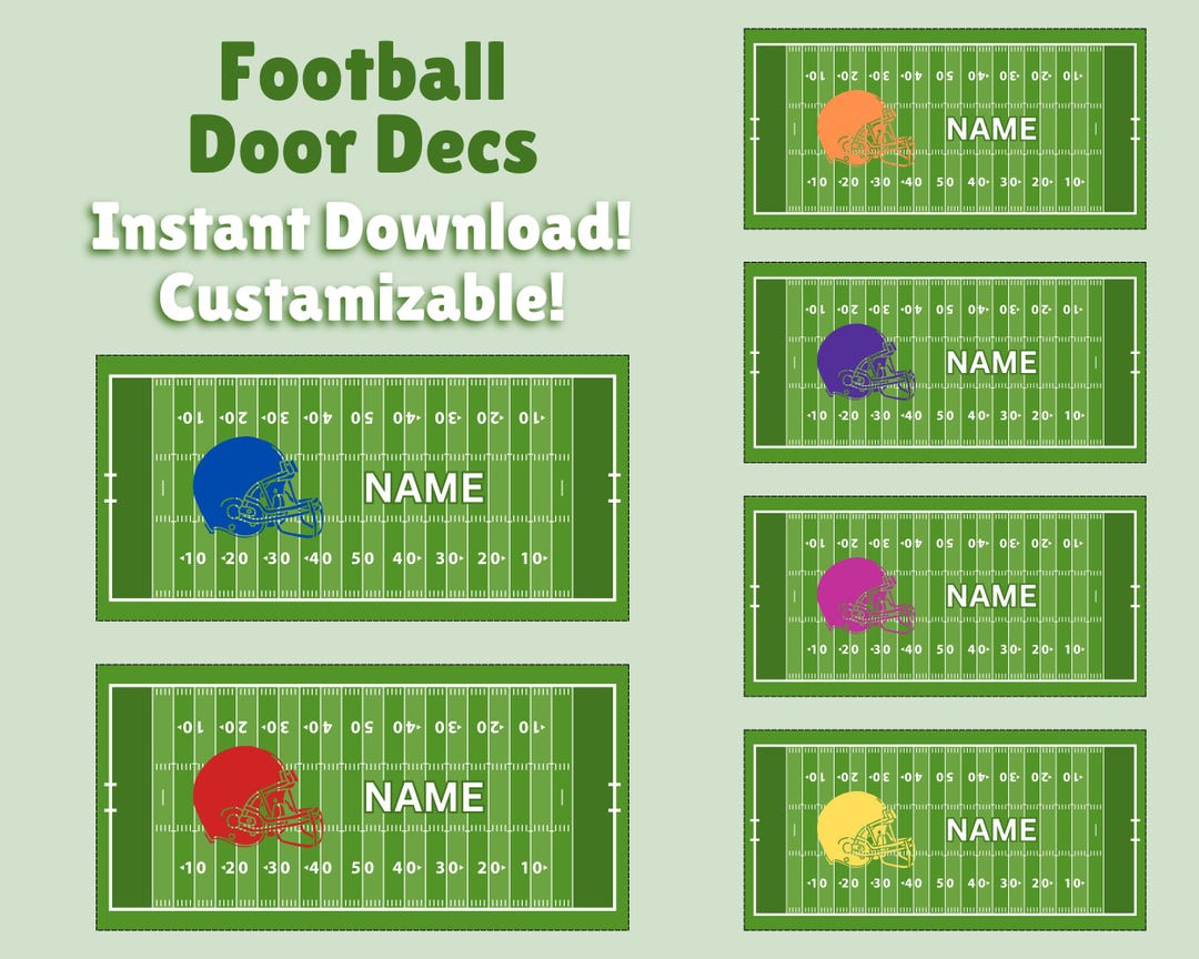 Football Door Decs | Editable Name Tags | Digital Download | RA Door ...