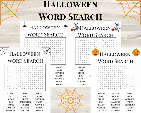 Halloween Printable Word Search for Kids Classrooms and | Etsy
