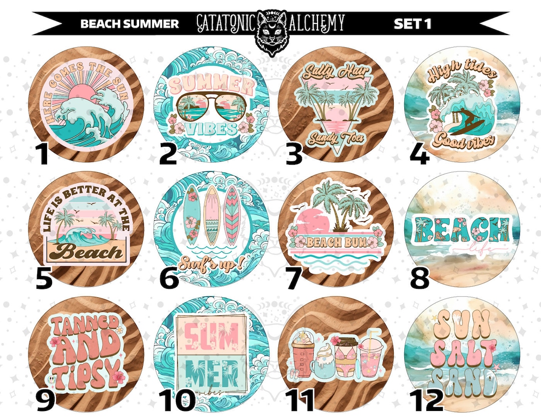 Beach Summer Freshie Cardstock Rounds, Beach Theme Cardstock Rounds ...