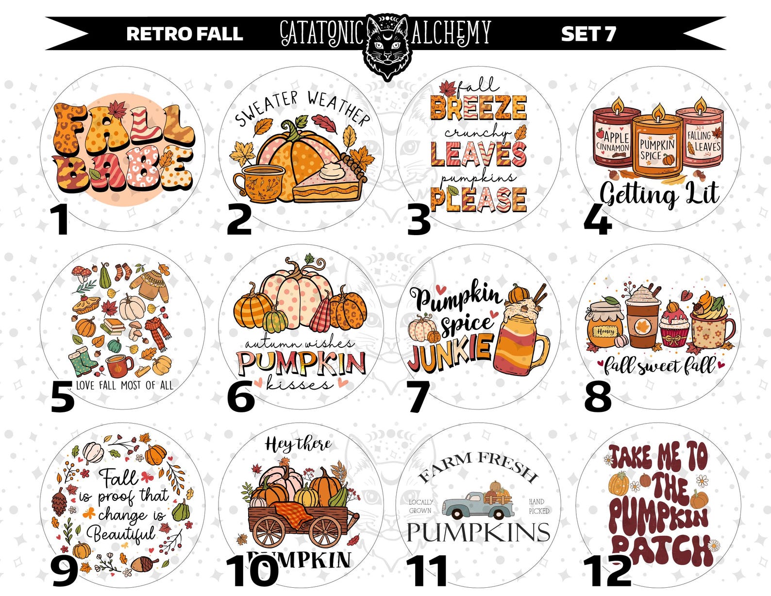 Fall Freshie Cardstock Rounds, Retro Autumn Leaves Circle Cutouts ...