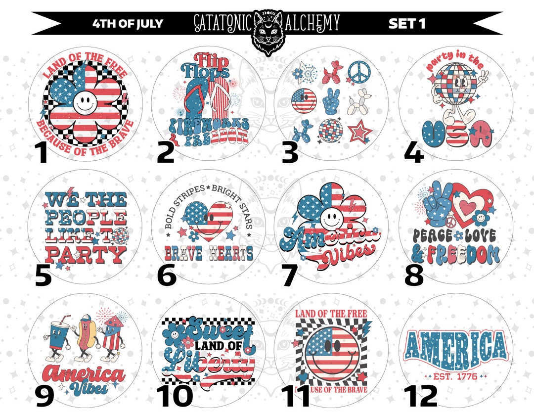 4th of July Freshie Cardstock Rounds, Patriotic Theme Cardstock Rounds ...