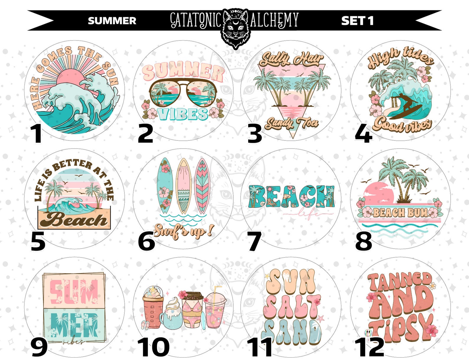 Summer Freshie Cardstock Rounds, Beach Theme Cardstock Rounds ...