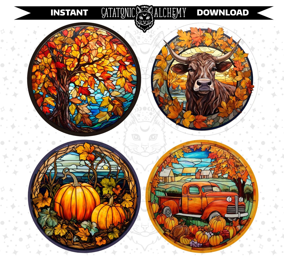 Fall Freshie Cardstock Download, Stained Glass Digital Download, Autumn ...