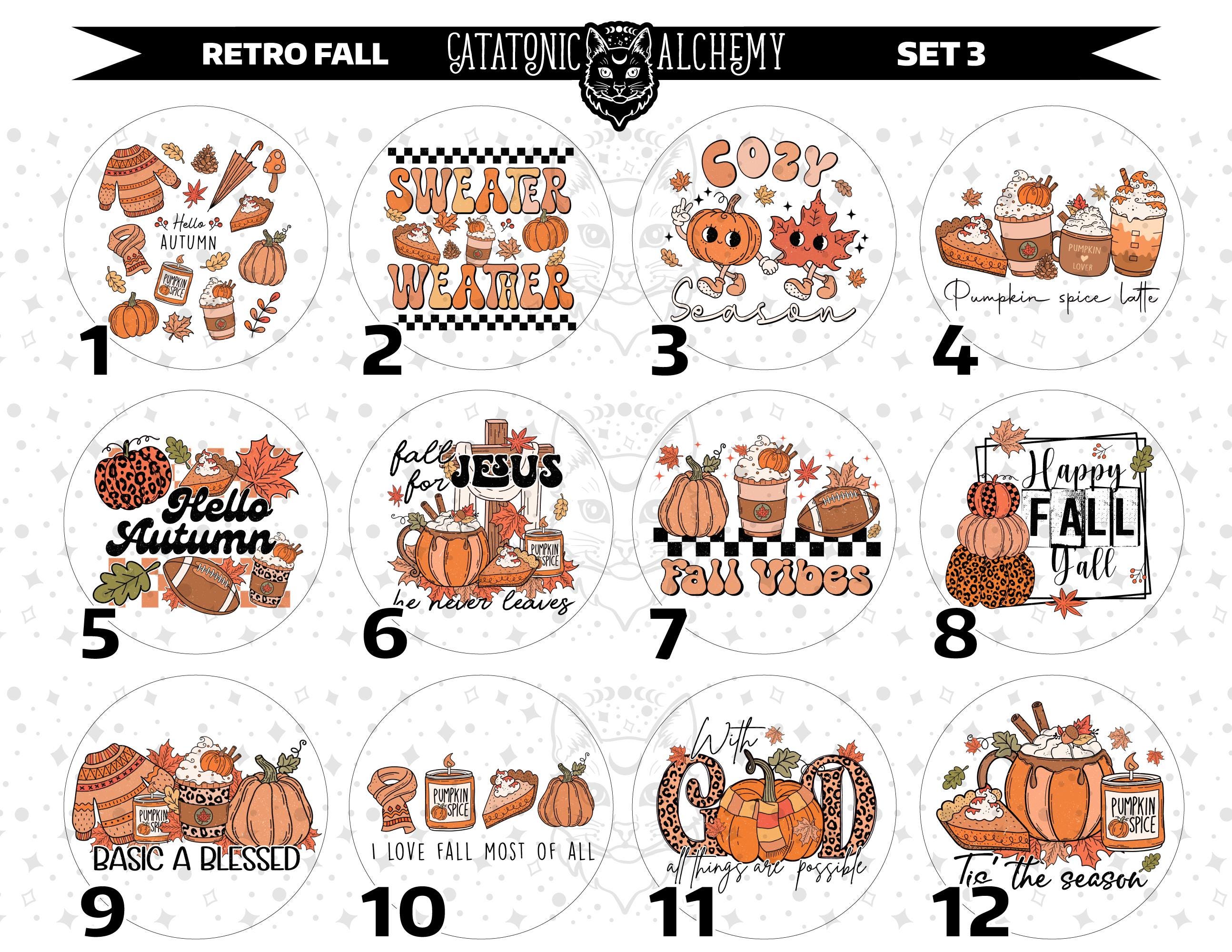 Fall Freshie Cardstock Rounds, Retro Autumn Leaves Circle Cutouts ...