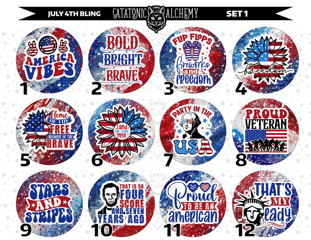 4th of July Freshie Cardstock Rounds, Patriotic Theme Cardstock Rounds ...