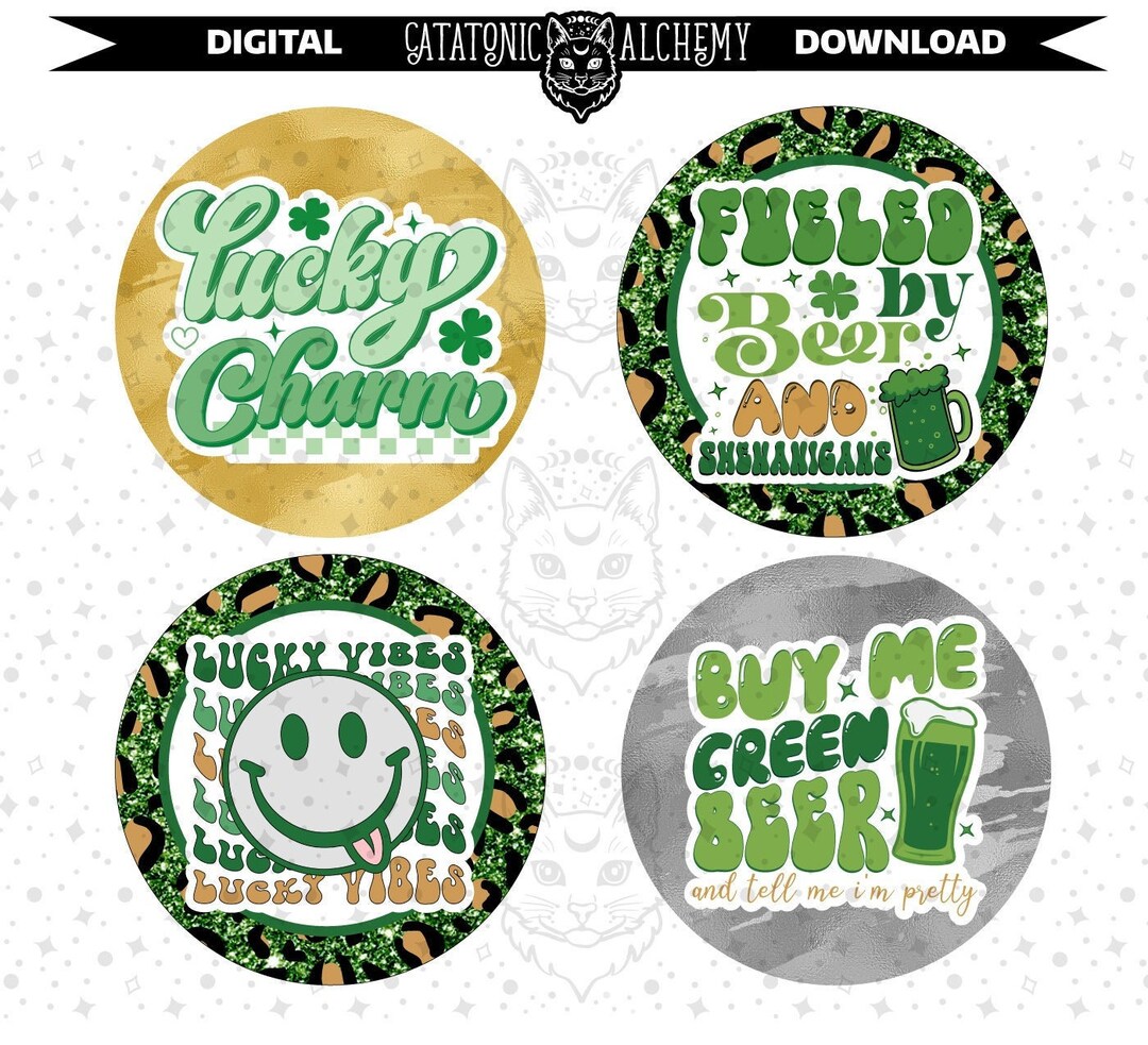Retro St. Patrick's Day Digital Download Cardstock Bundle, Lucky ...