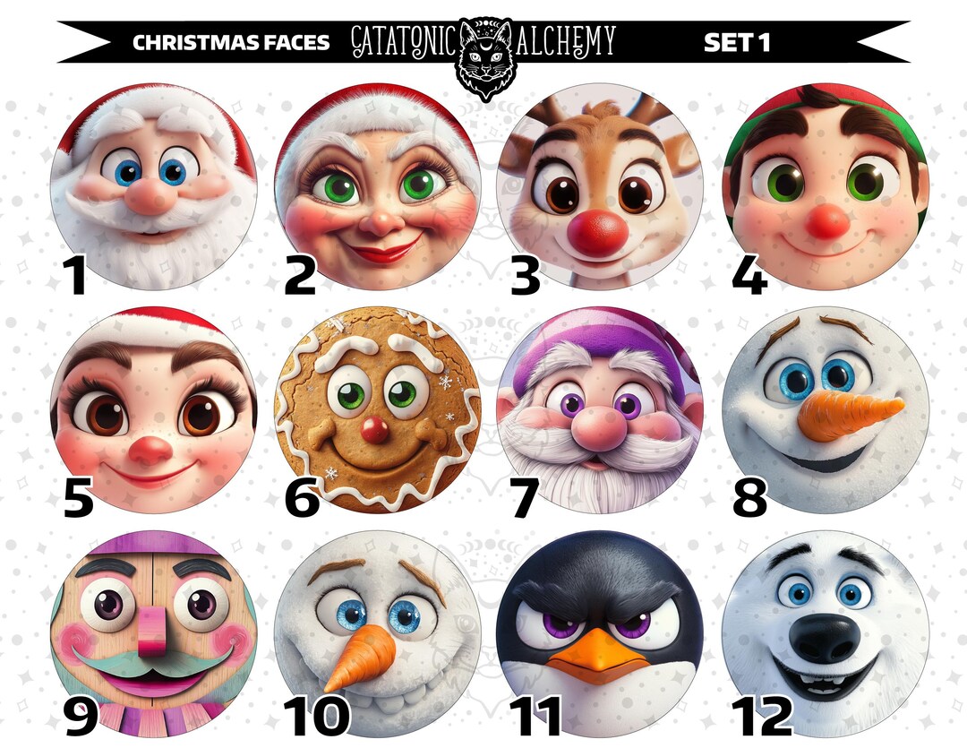 Christmas Faces Cardstock Rounds, Santa Theme Cardstock Rounds, Merry ...