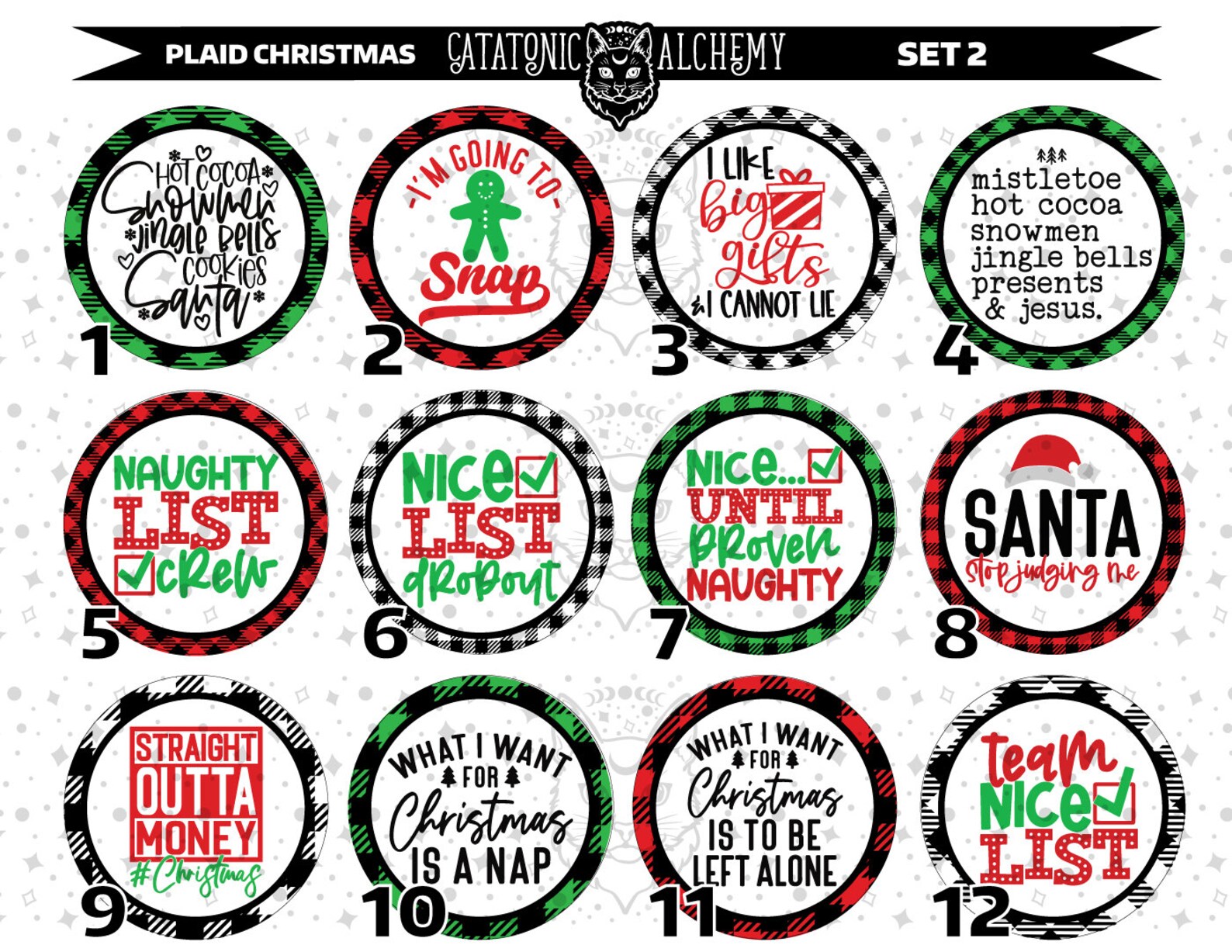 Plaid Christmas Cardstock Rounds Christmas Theme Cardstock - Etsy