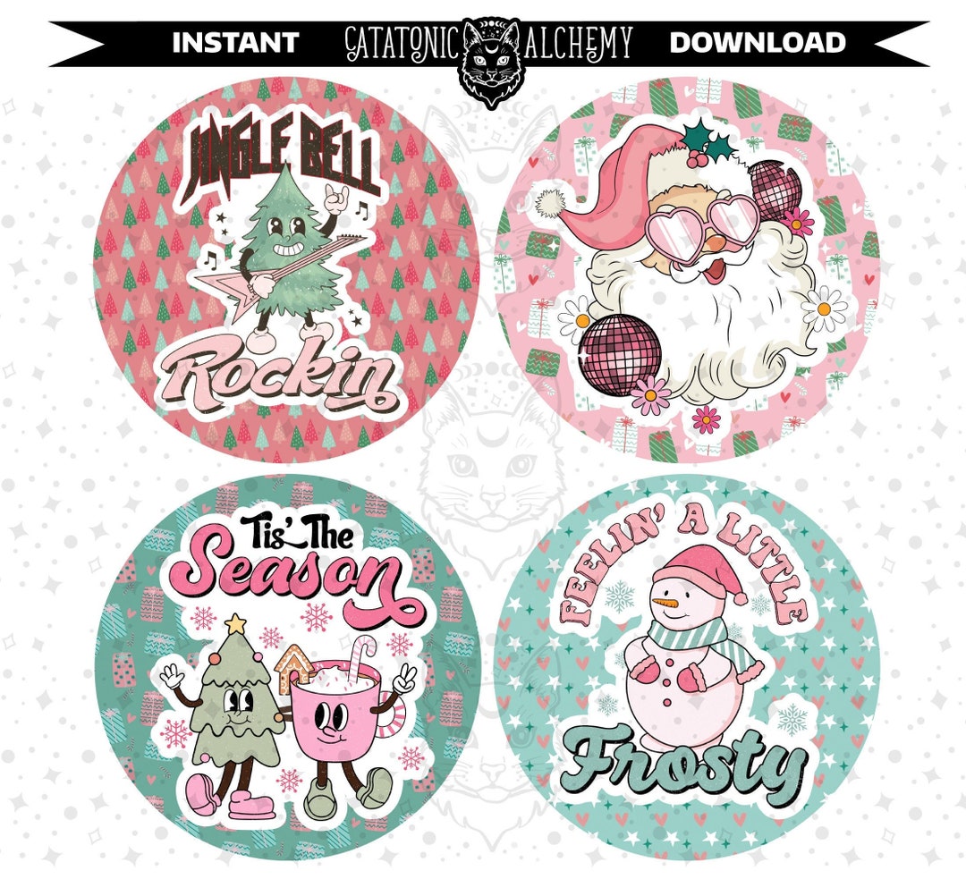 Retro Christmas Freshie Cardstock Download, Watercolor Xmas Digital ...