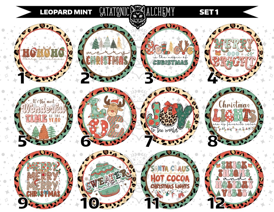 Leopard Mint Christmas Cardstock Rounds, Christmas Theme Cardstock ...