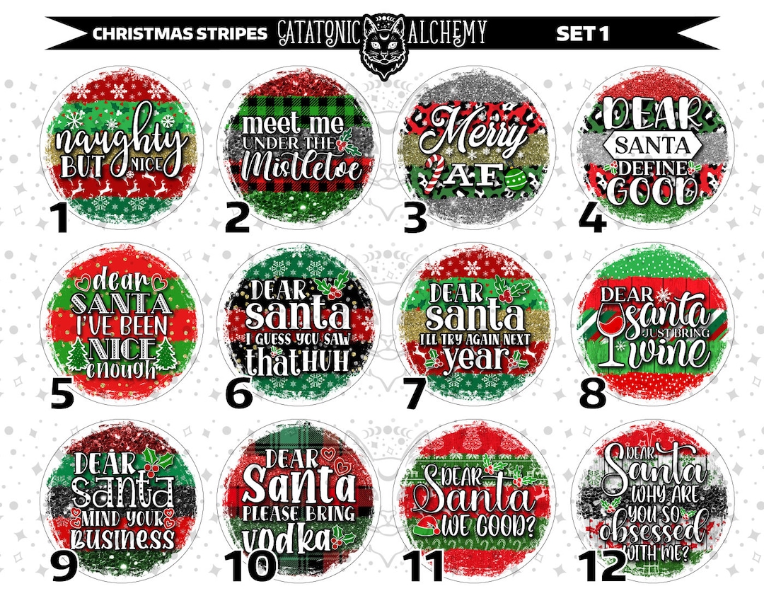 Striped Christmas Cardstock Rounds, Christmas Theme Cardstock Rounds ...