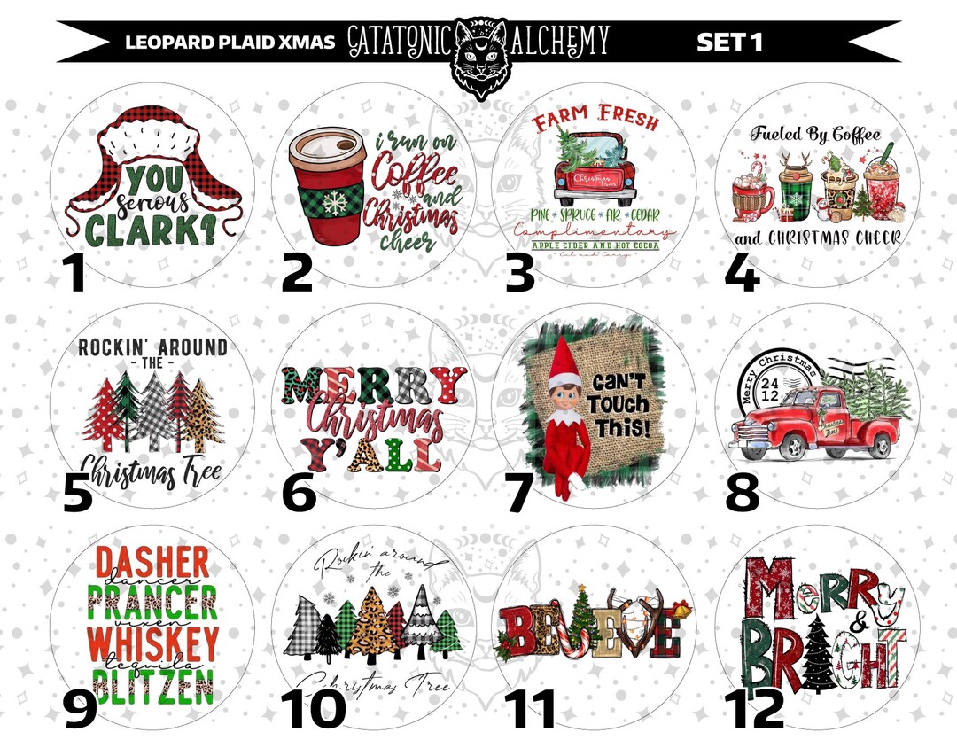 Leopard Plaid Christmas Cardstock Rounds, Christmas Theme Cardstock ...