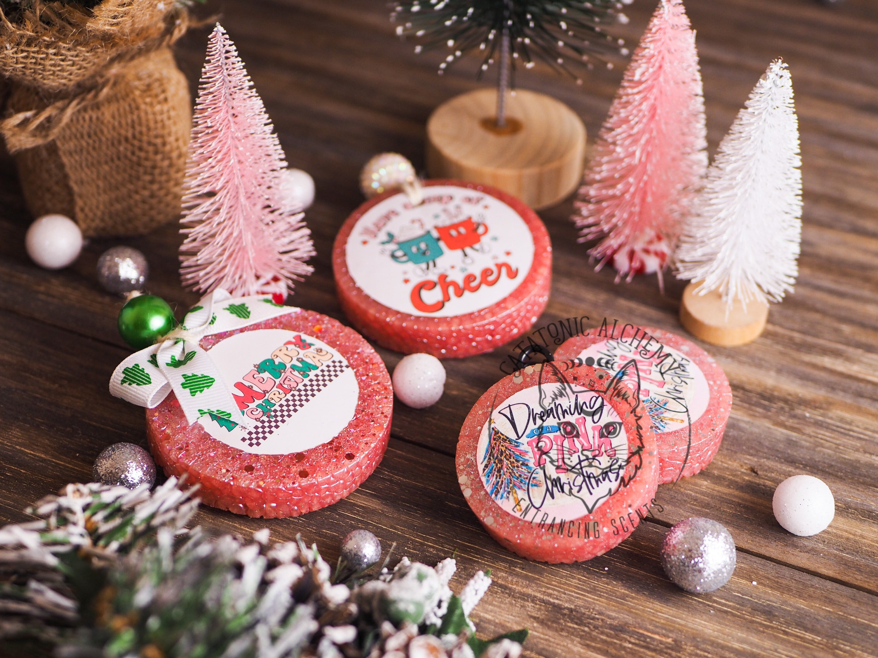 Retro Christmas Cardstock Rounds Christmas Theme Cardstock - Etsy