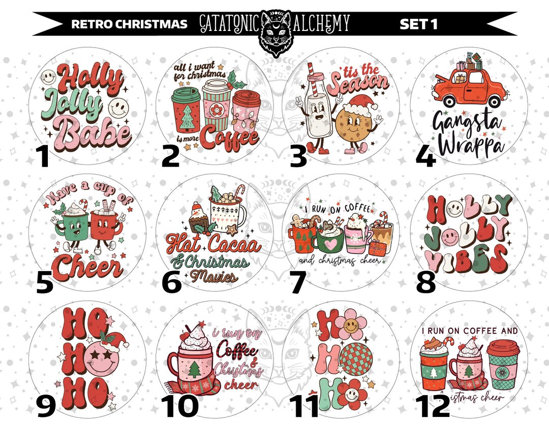 Retro Christmas Cardstock Rounds, Christmas Theme Cardstock Rounds ...