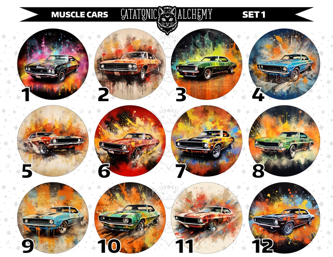 Car Freshie Cardstock Rounds, Muscle Car Cardstock Rounds, Vintage Car ...