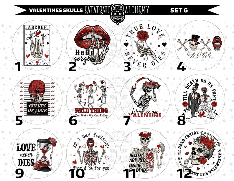 Valentine's Day Skull Cardstock Rounds, Funny Death and Love Theme ...