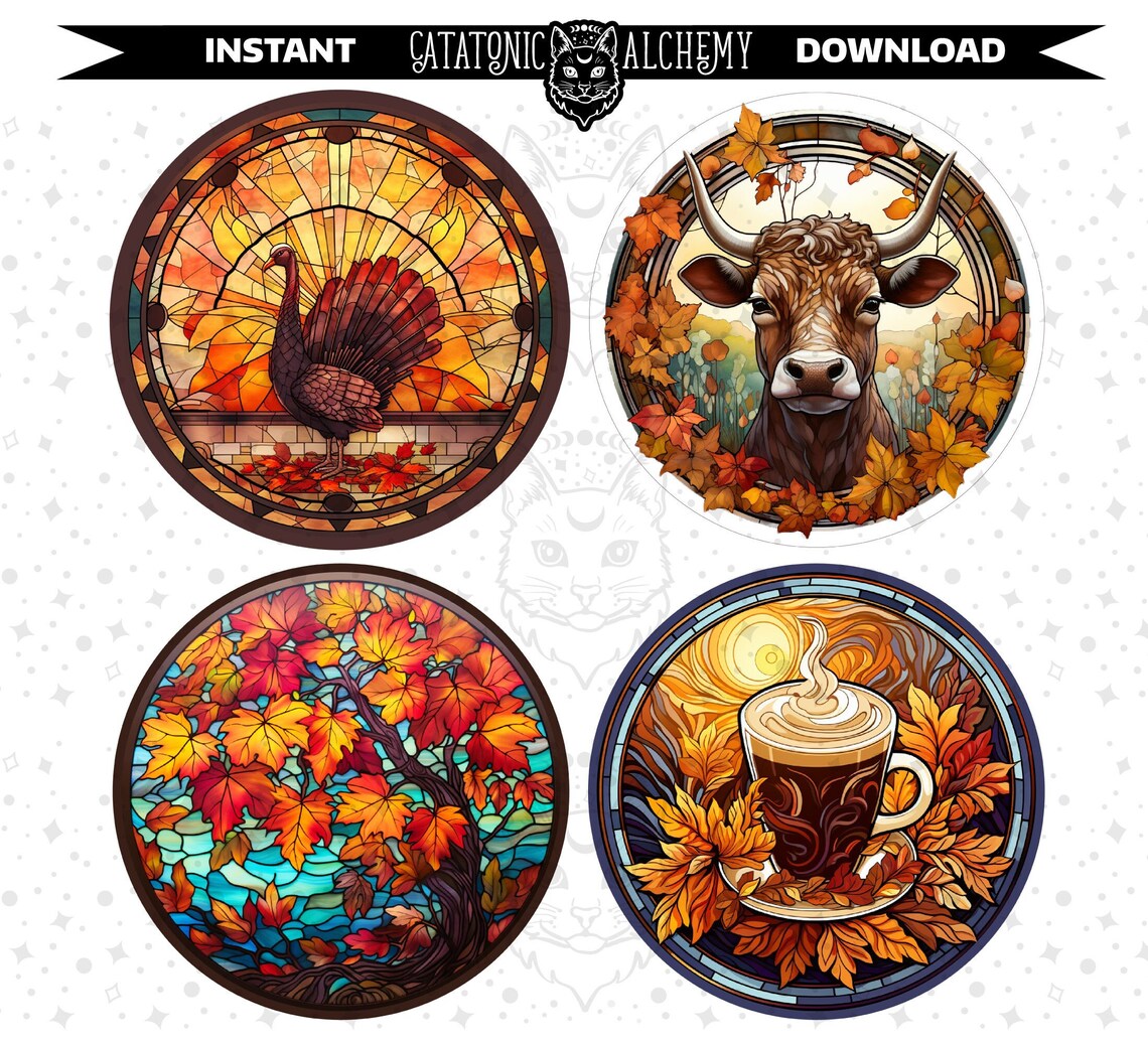 Fall Freshie Cardstock Download, Stained Glass Digital Download, Autumn ...