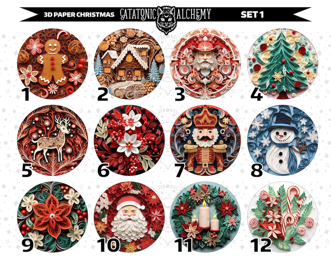 Christmas Freshie Cardstock Rounds, 3D Paper Cardstock Rounds, Xmas ...