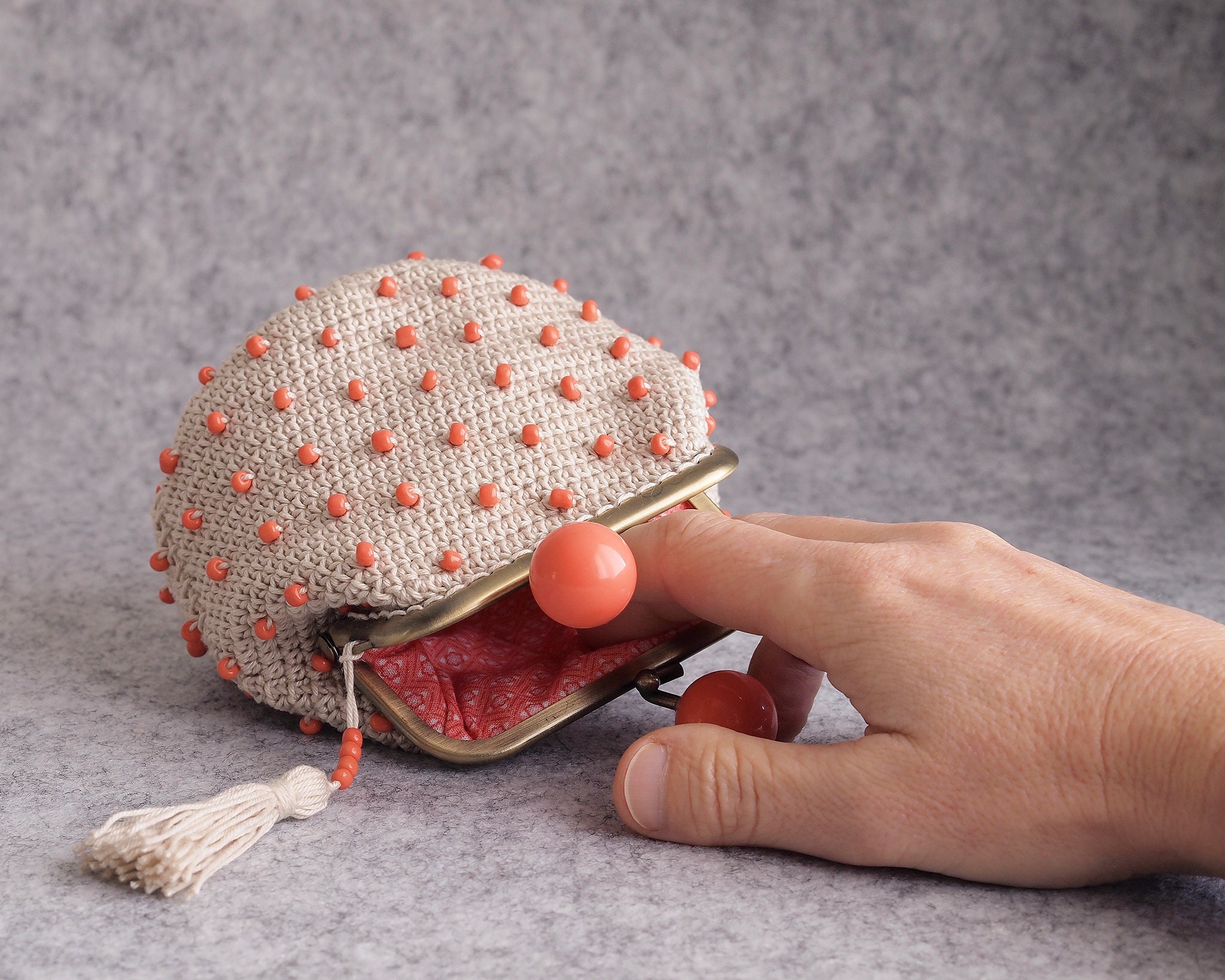 Beaded Crochet Purse PATTERN. All Instructions to Make a Card | Etsy