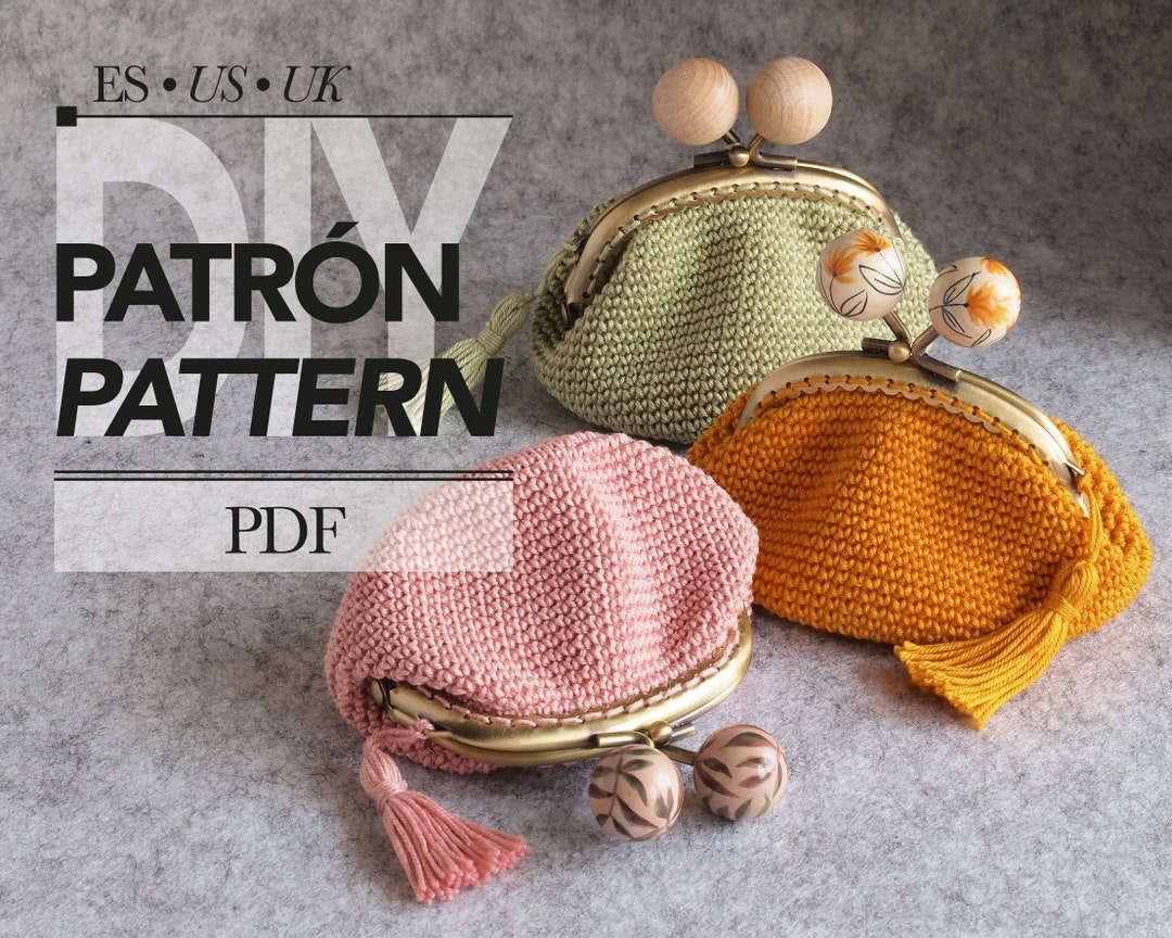 Beginner Crochet Coin Purse PATTERN: DIY Kiss Lock Clasp (PDF Pattern ...