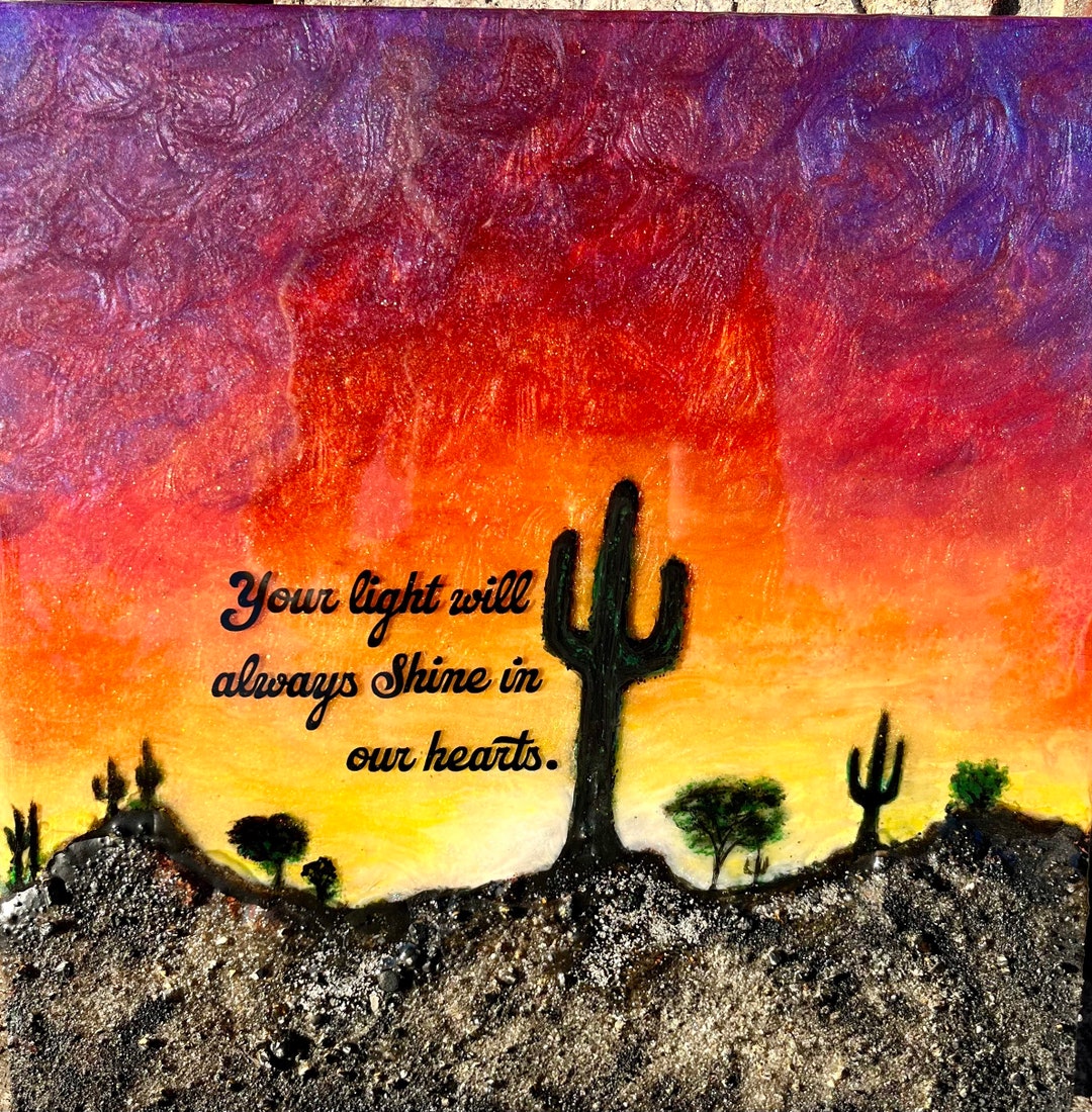 Cremation Memorial Art,desert Sunset Memorial Art With Ashes, Pet ...