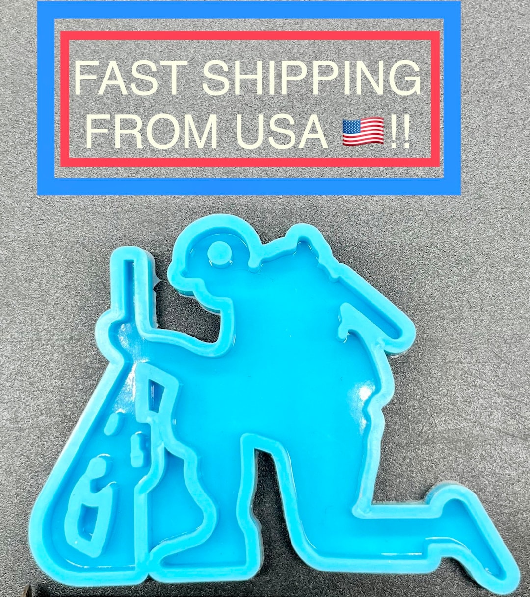 Kneeling Soldier Keychain Silicone Mold, Silicone Resin Epoxy Molds ...