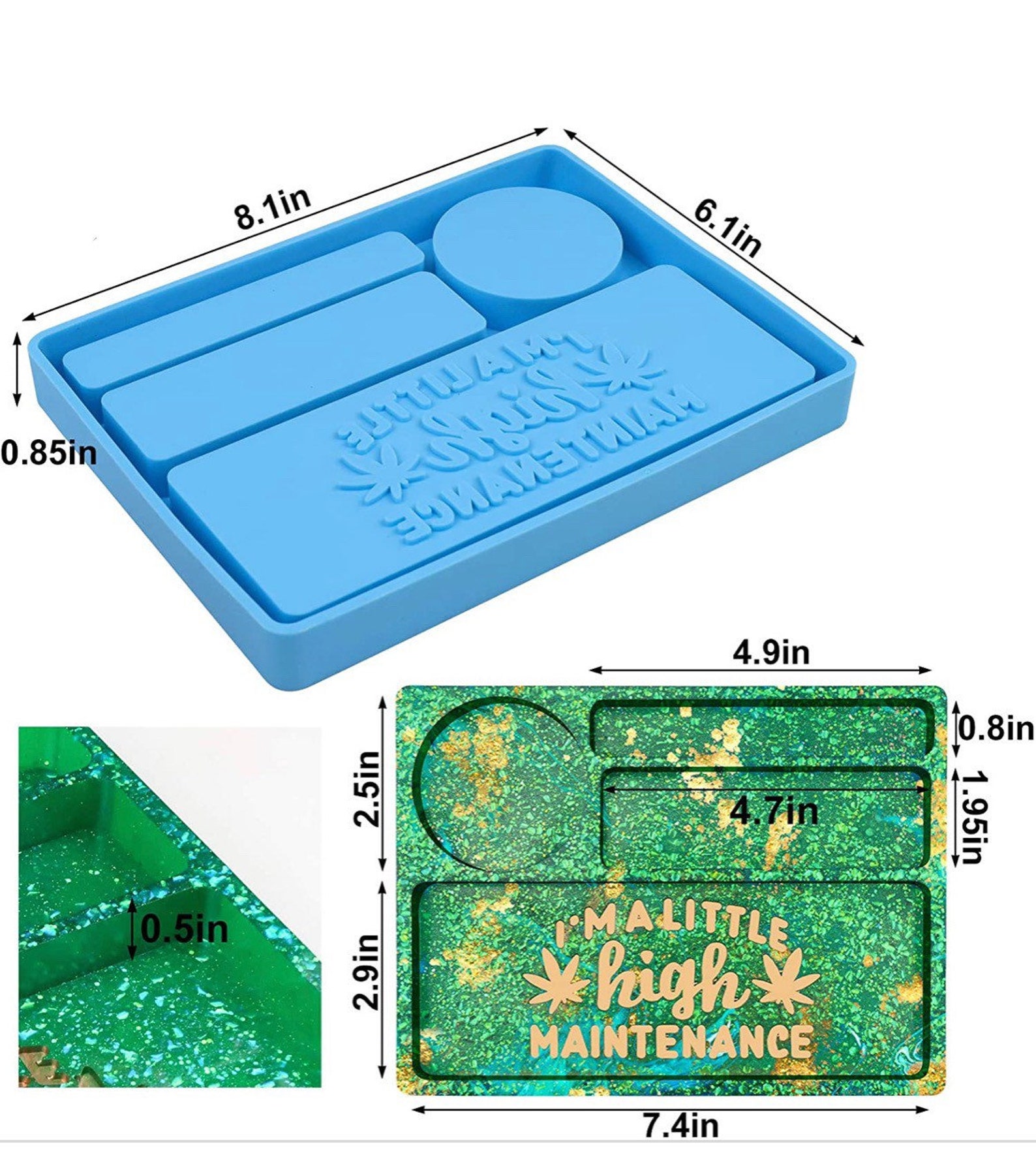 Silicone Mold Rolling Tray, Silicone Resin Epoxy Molds, Casting Tray ...