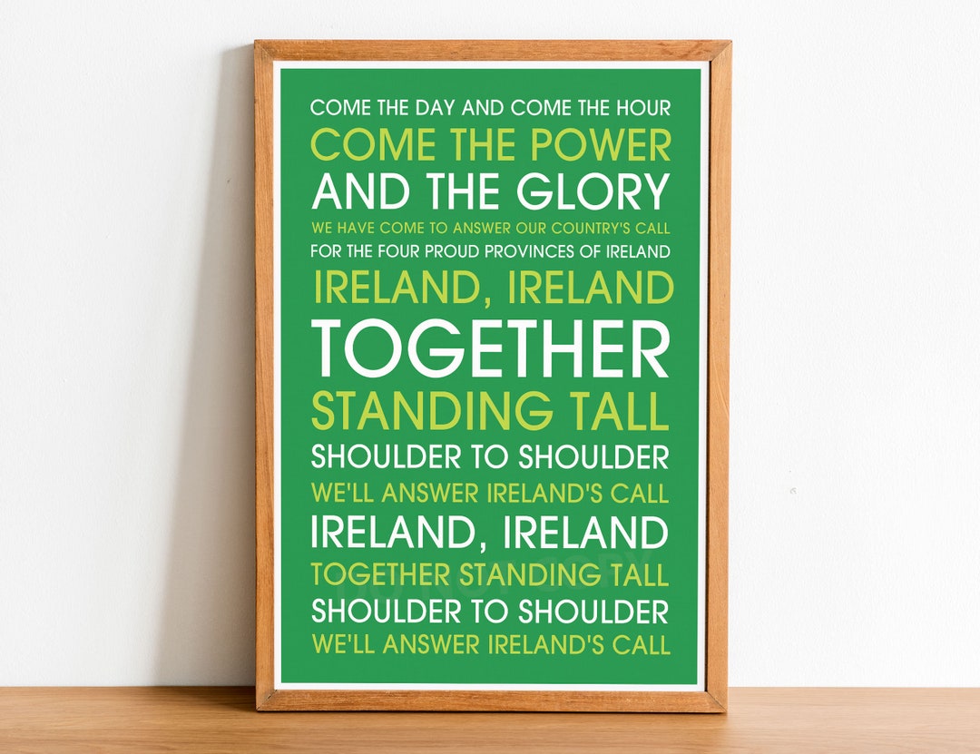 Ireland Rugby Song Lyrics Art Print Poster, Ireland Rugby Poster ...