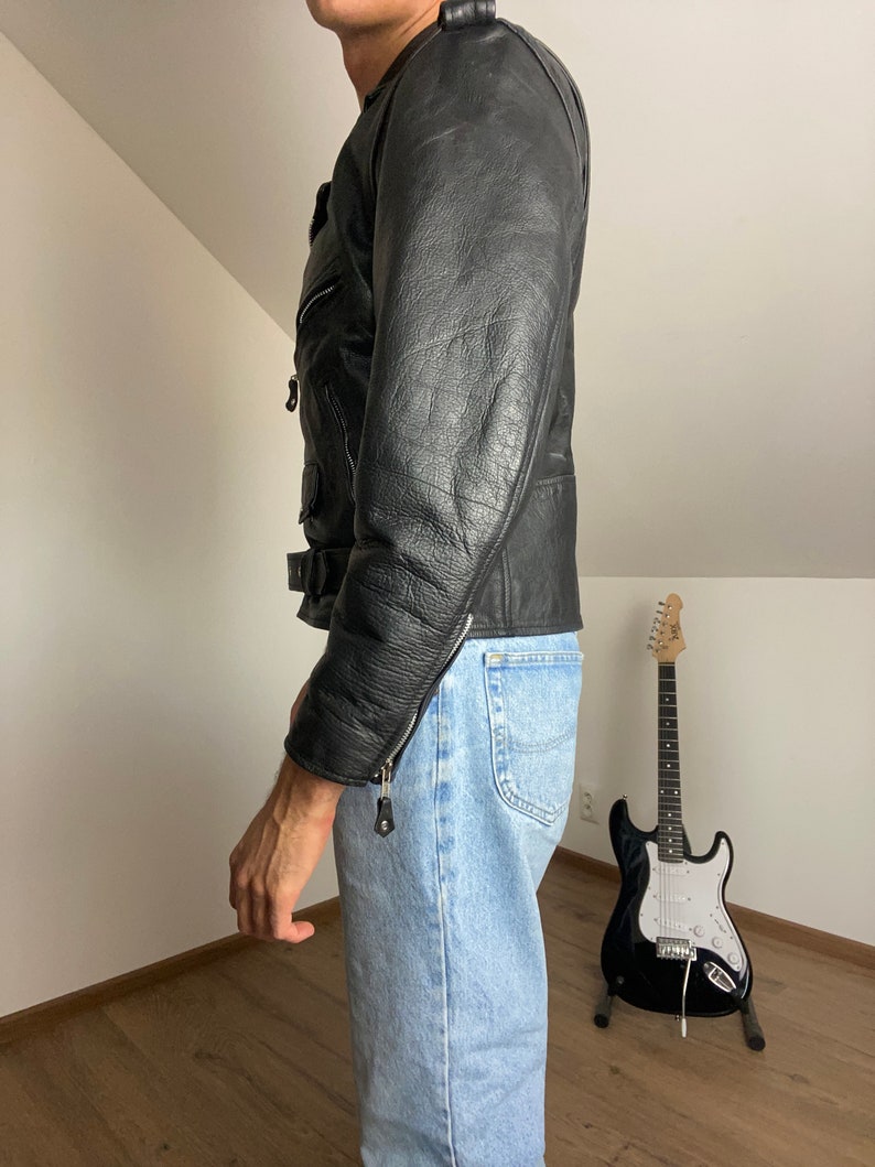 Punk Leather Biker Jacket - Etsy