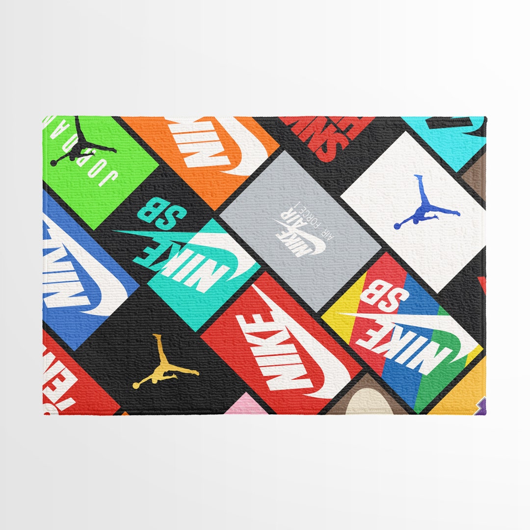 Area Rug Fashion Tick Brands Top Shoe Box Pattern Office - Etsy UK