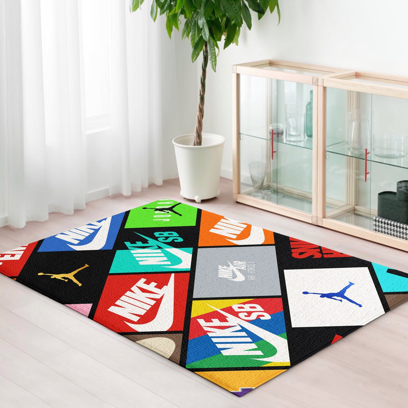 Area Rug Fashion Tick Brands Top Shoe Box Pattern Office - Etsy UK