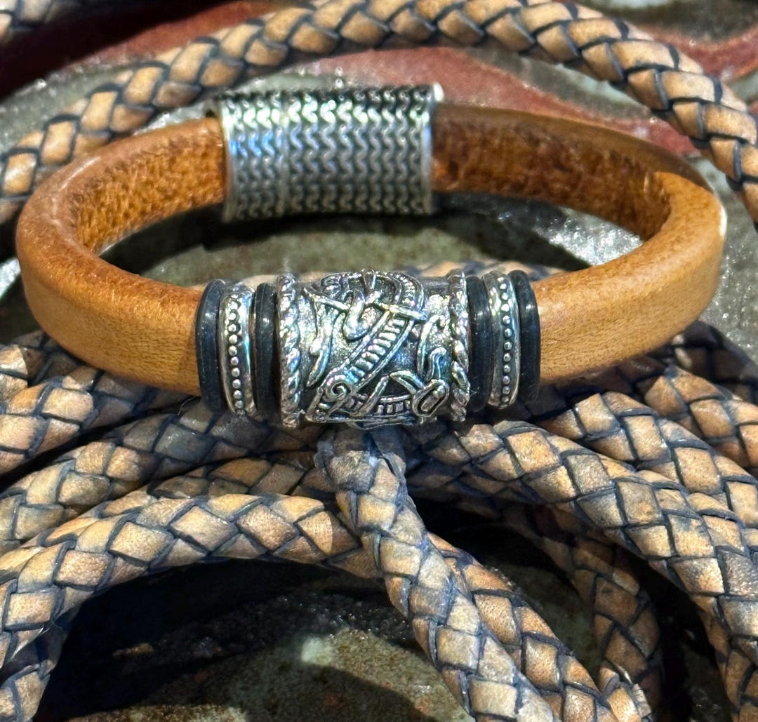 Men’s Large Silver Viking Bead Bracelet - Etsy