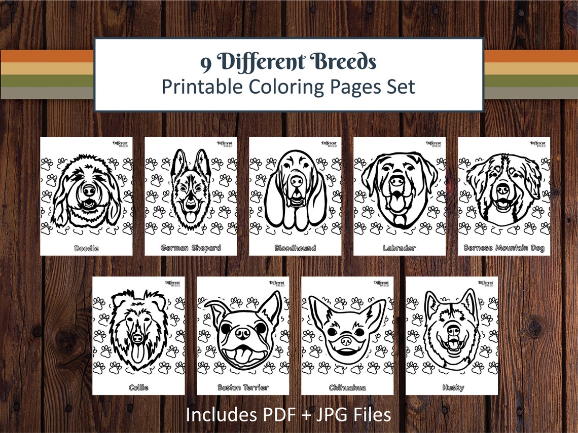 Printable Coloring Pages Printable Coloring Sheet Set 9 Dog Coloring ...
