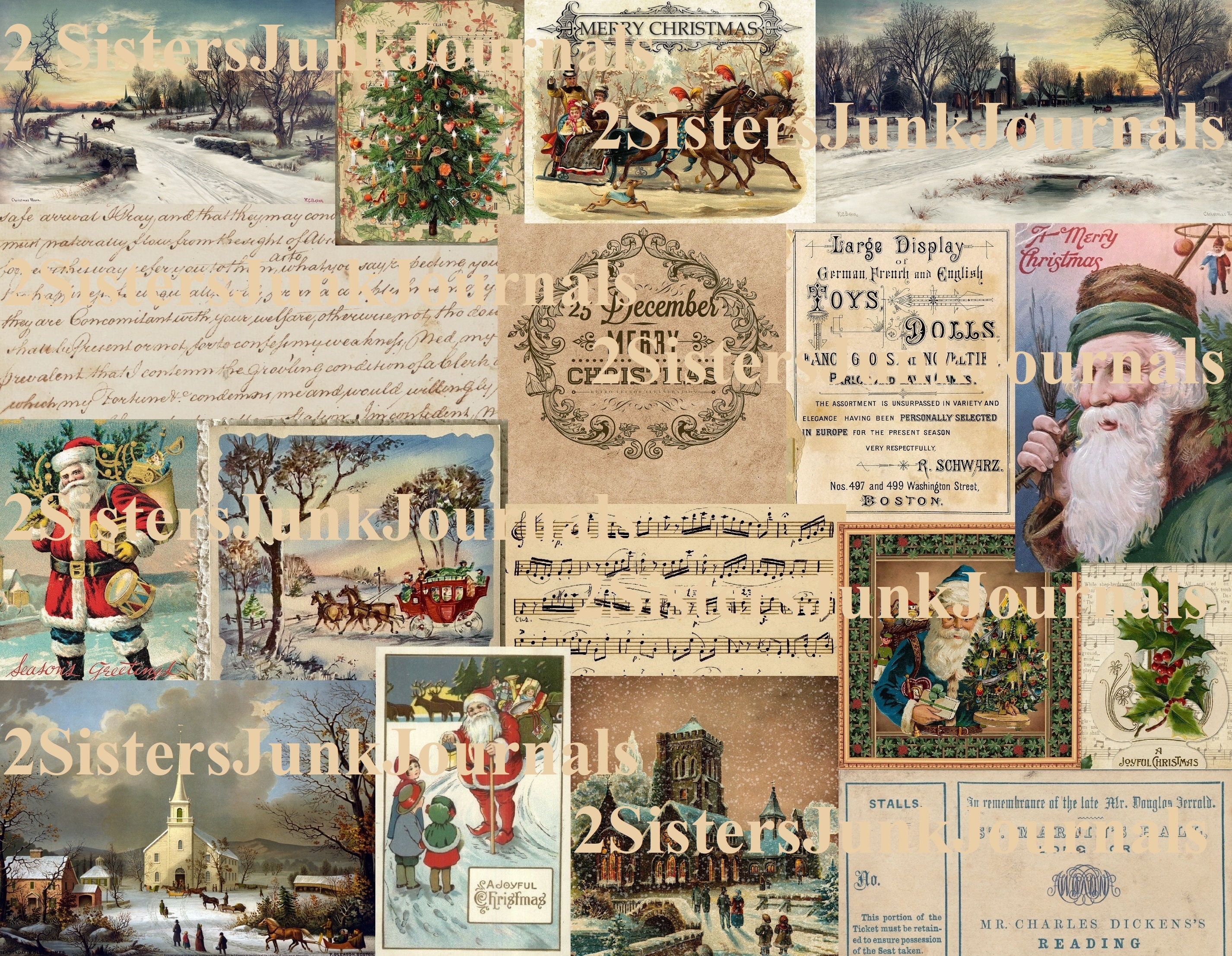 Christmas Collage Digital, Printable, Christmas Collage, 3 Page Digital ...