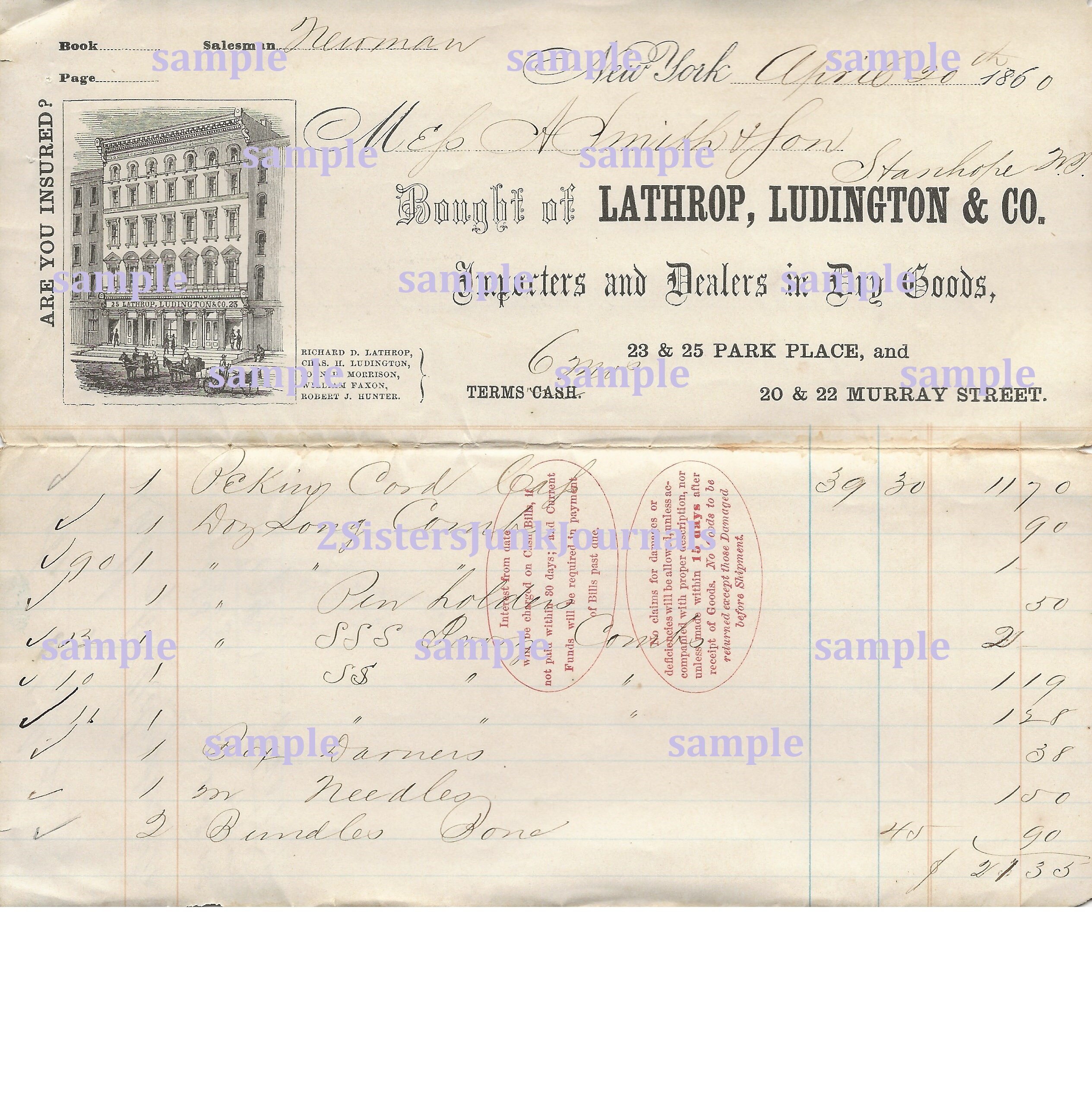 Vintage Receipt Digital, Receipts, Civil War Era, Junk Journal ...