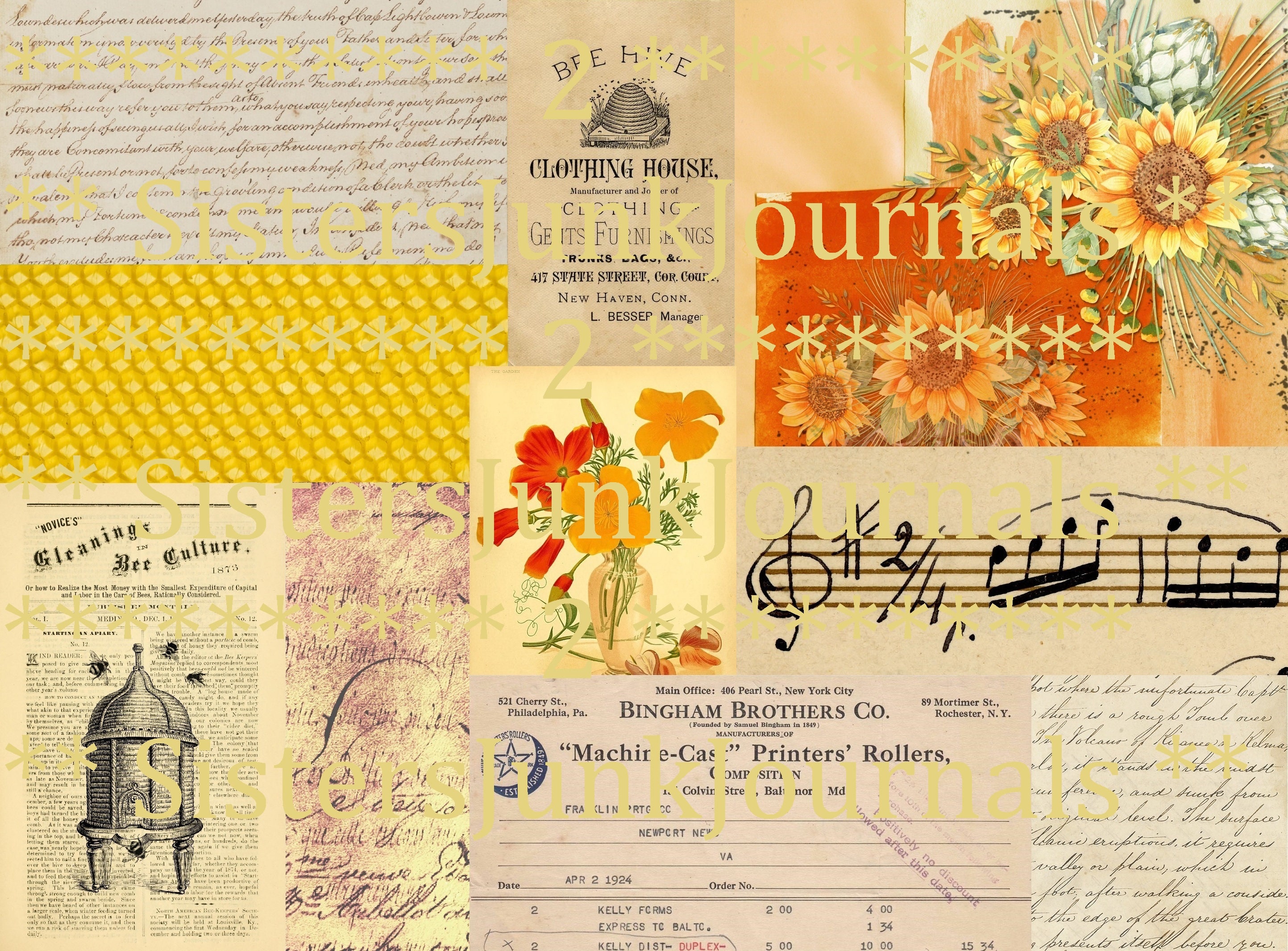 5 Pages This and That Collage Digital, Printable, Bee, Butterfly ...