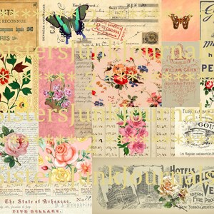 5 Pages This and That Collage Digital, Printable, Bee, Butterfly ...