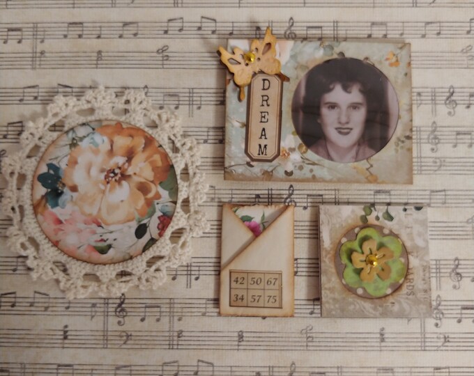 Set of 4 Altered Paper Clips, Altered Doily, Paper Clip, Junk Journal ...