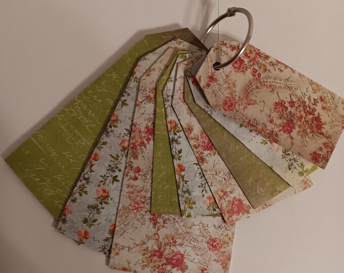 Handmade Tags, Ring Tags, Set of 9, Junk Journal Ephemera, Journal Tags ...