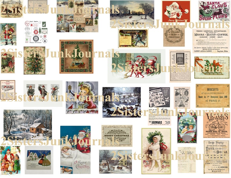Christmas Collage Digital, Printable, Christmas Collage, 3 Page Digital ...