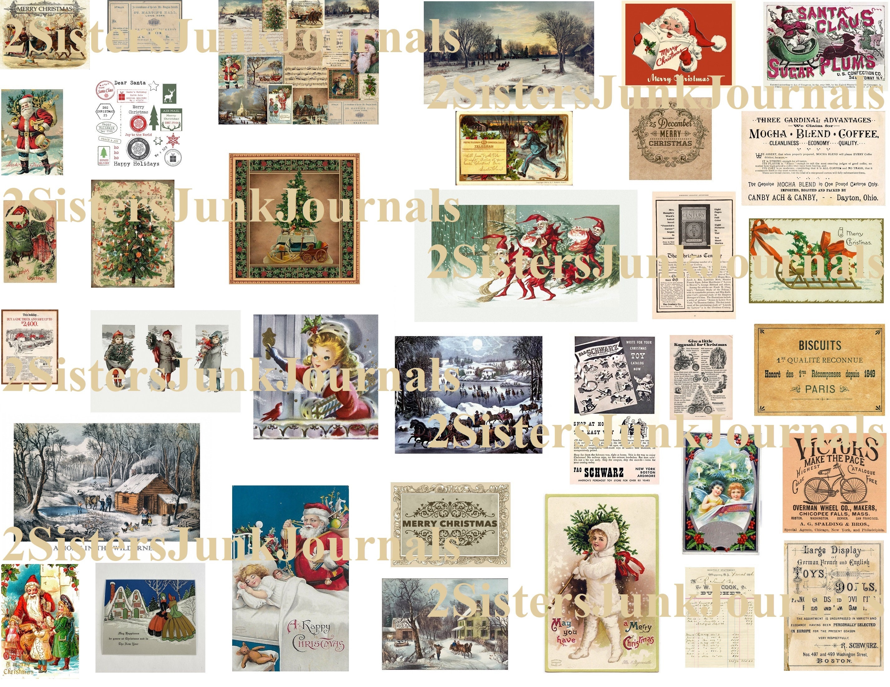 Christmas Collage Digital, Printable, Christmas Collage, 3 Page Digital ...