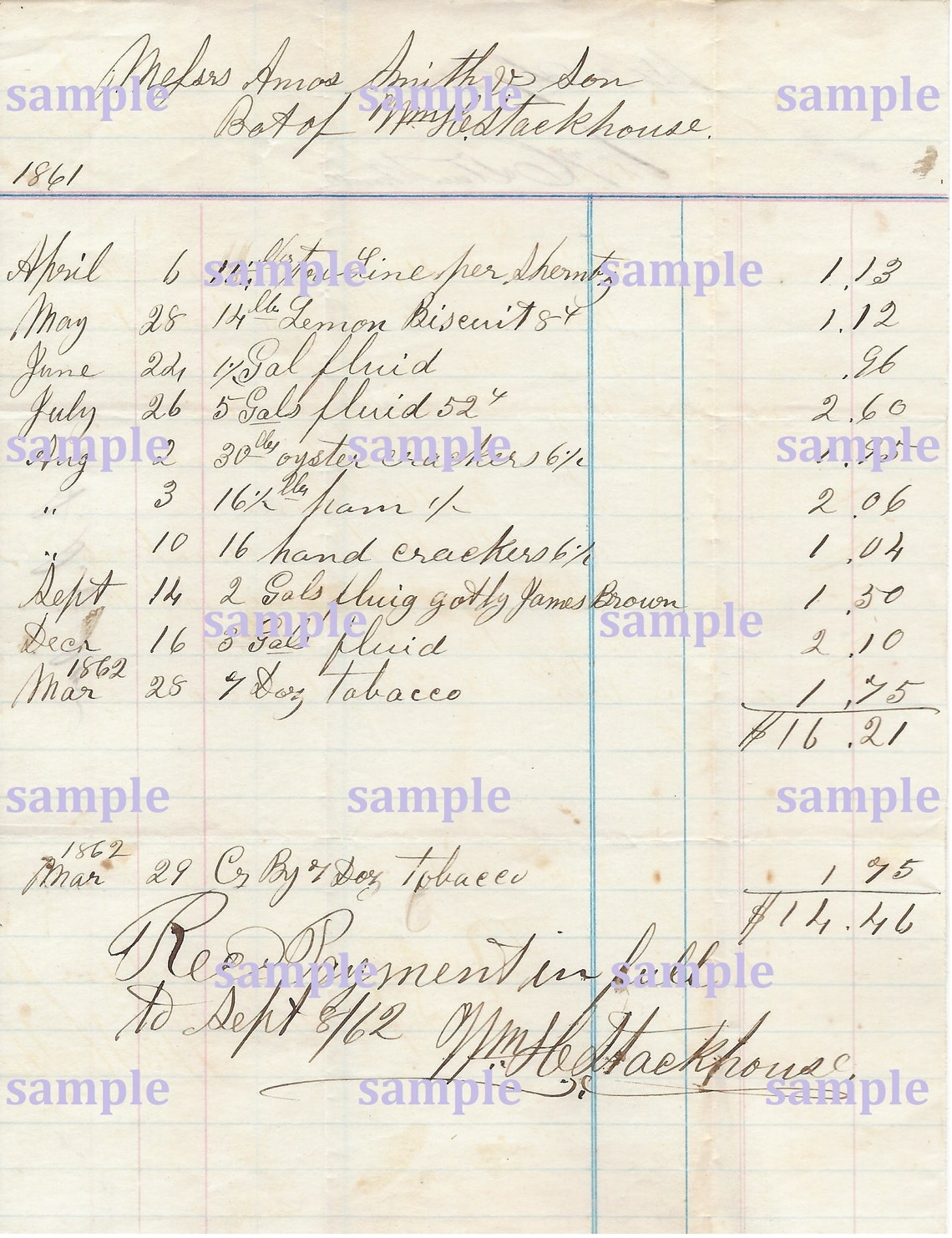 Vintage Receipt Digital, Receipts, Civil War Era, Junk Journal ...