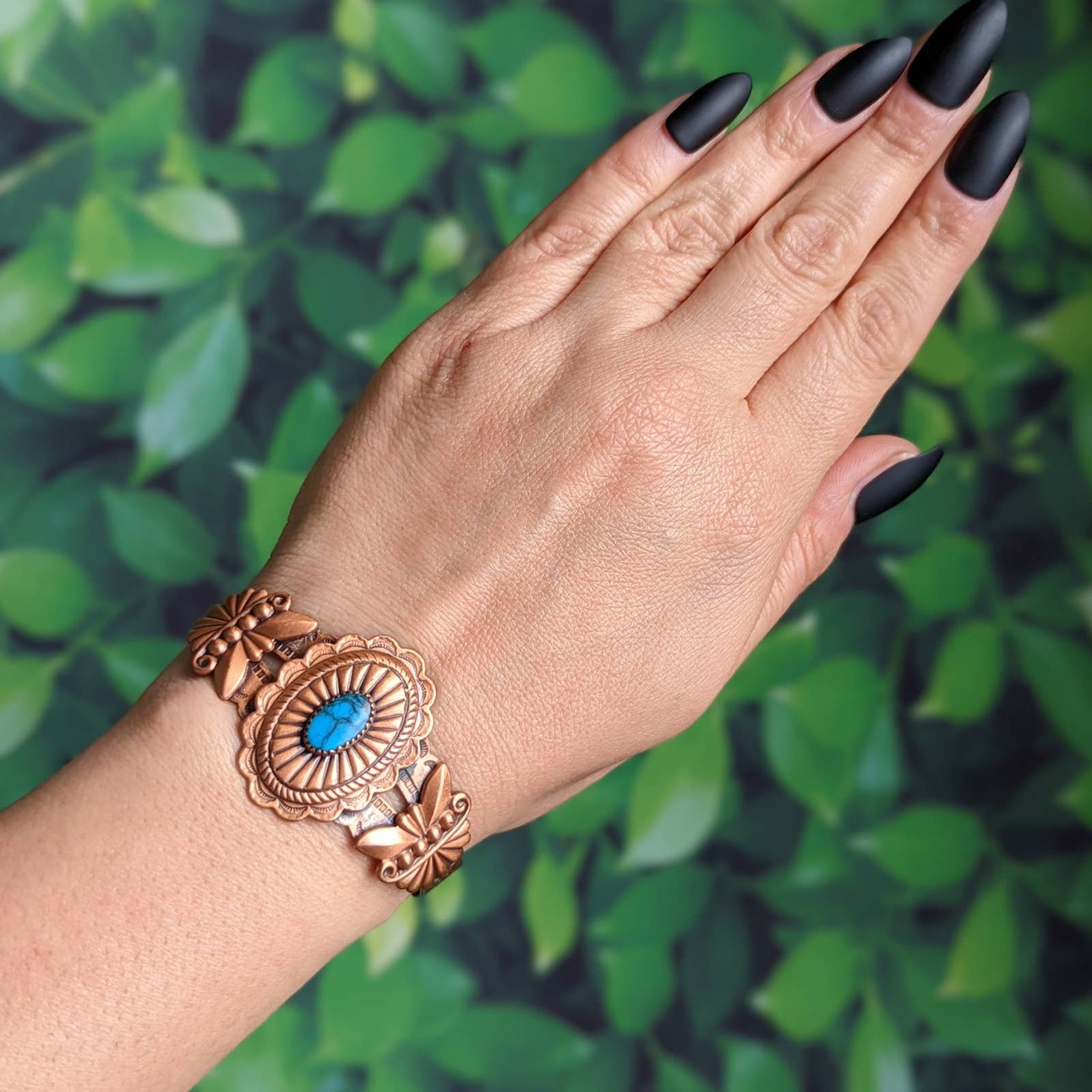 Vintage 1970s Bell Trading Post Copper Turquoise Native American Cuff ...