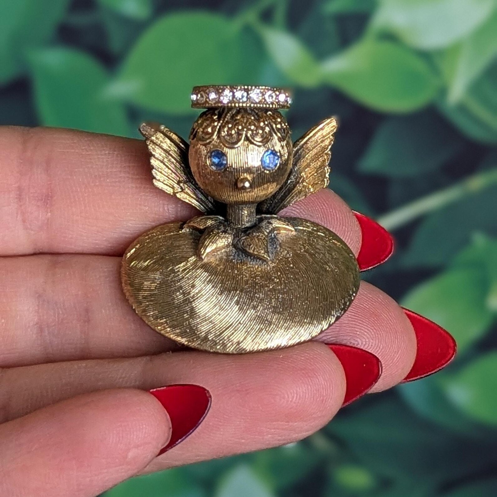 Vintage Tortolani Angel on My Shoulder Brooch - Gold Rhinestone Signed ...