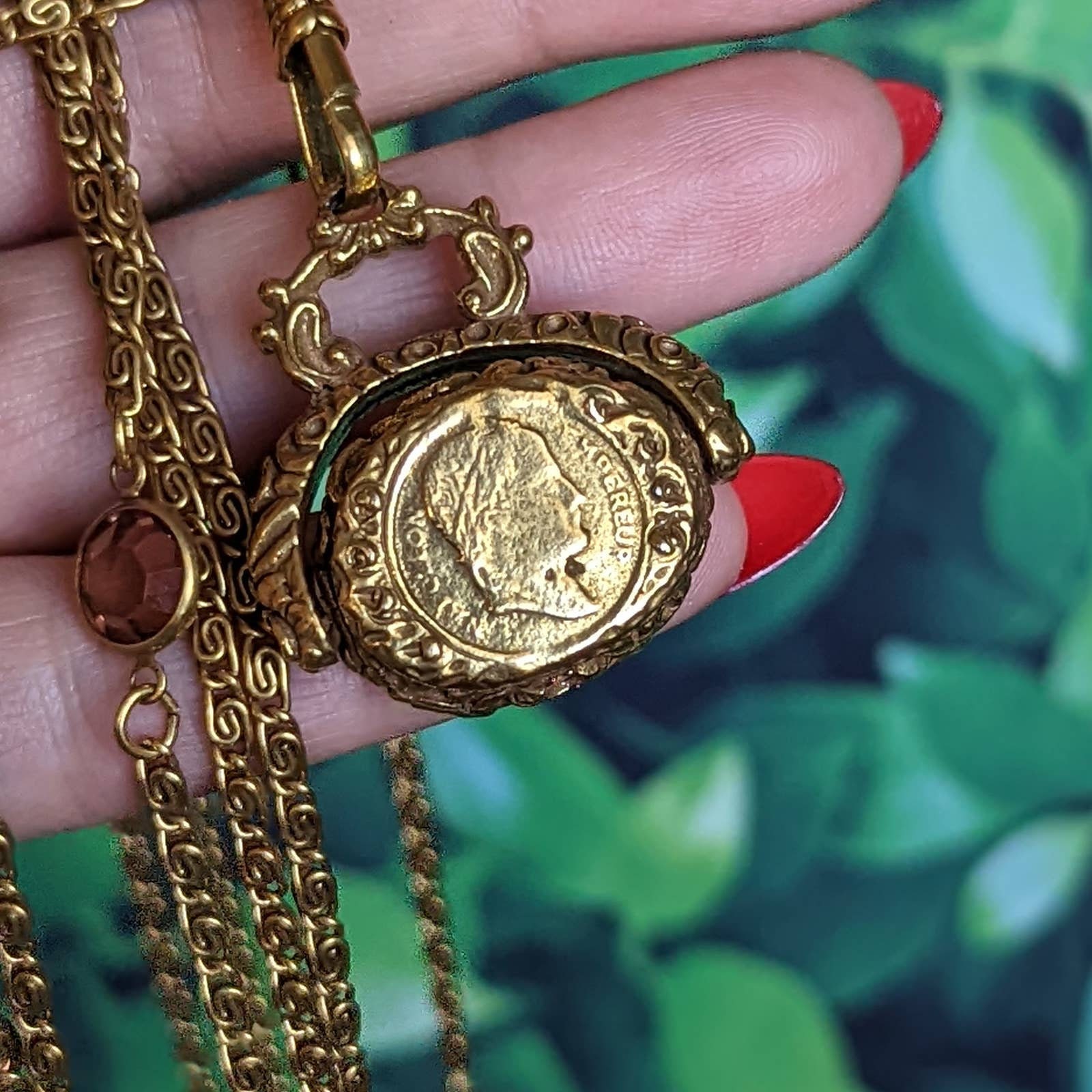 Vintage Goldette Necklace Layered Gold Intaglio Wax Seal Charm Multi ...
