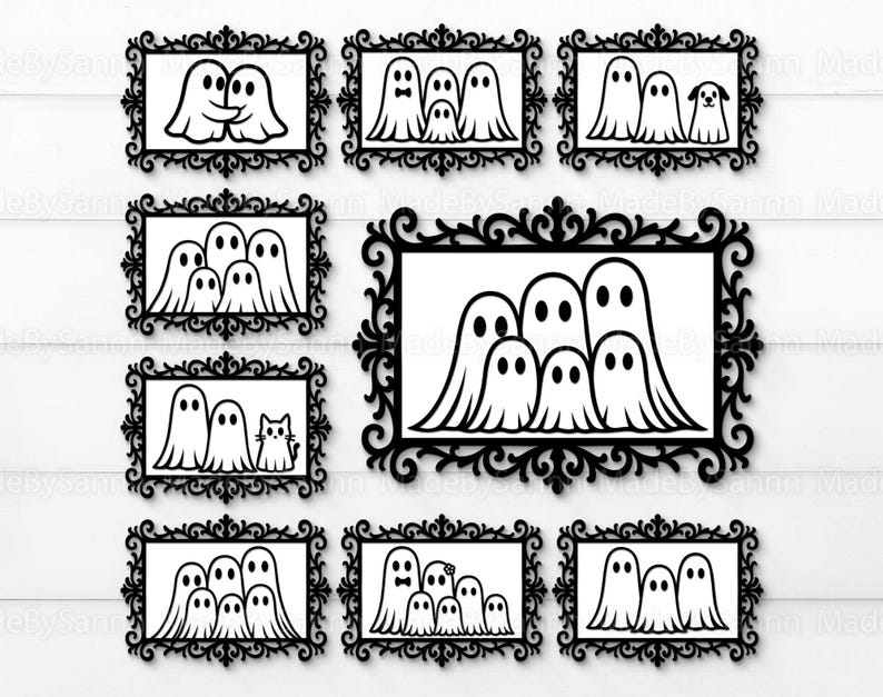 Spooky Frames SVG Bundle, Ghost Family Svg, Halloween Scary Frames ...