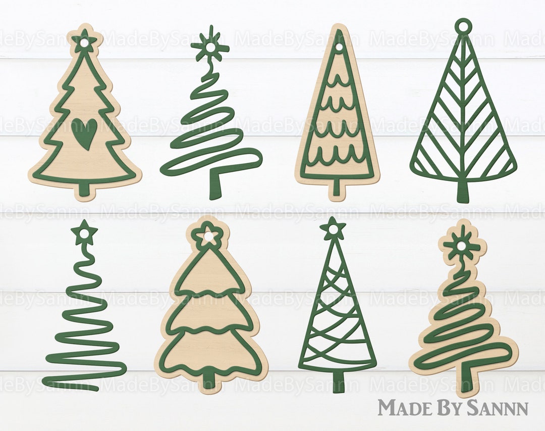 Christmas Tree Bundle Svg, Doodle Tree Svg, Christmas Decor Svg, Laser ...