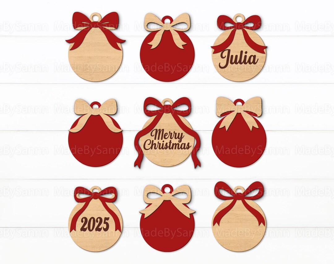 Lot de boules de Noël SVG, Ornement avec nœud SVG, Ornement de Noël ...